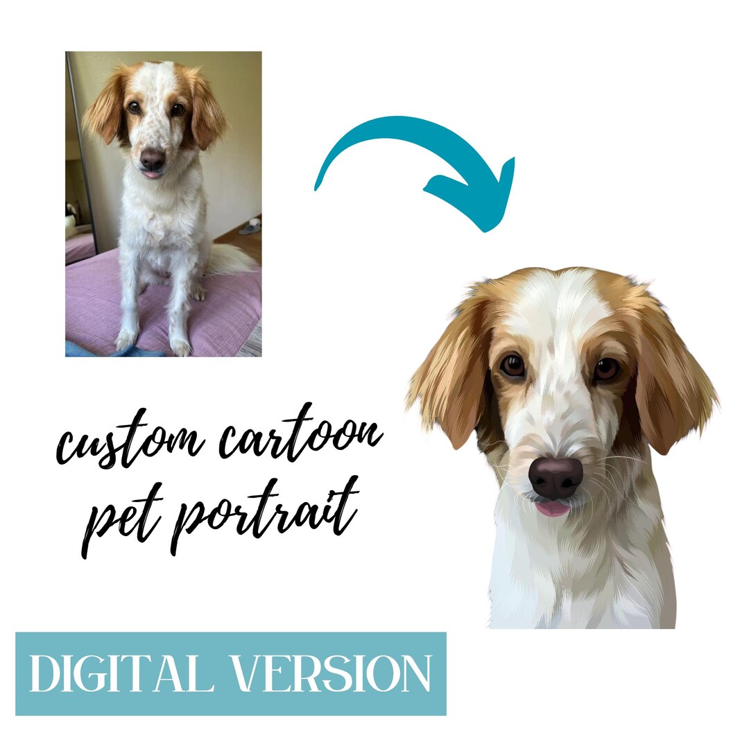 Personalized Pet Drawing Cartoon Pet Portrait Custom Pet Portrait ...