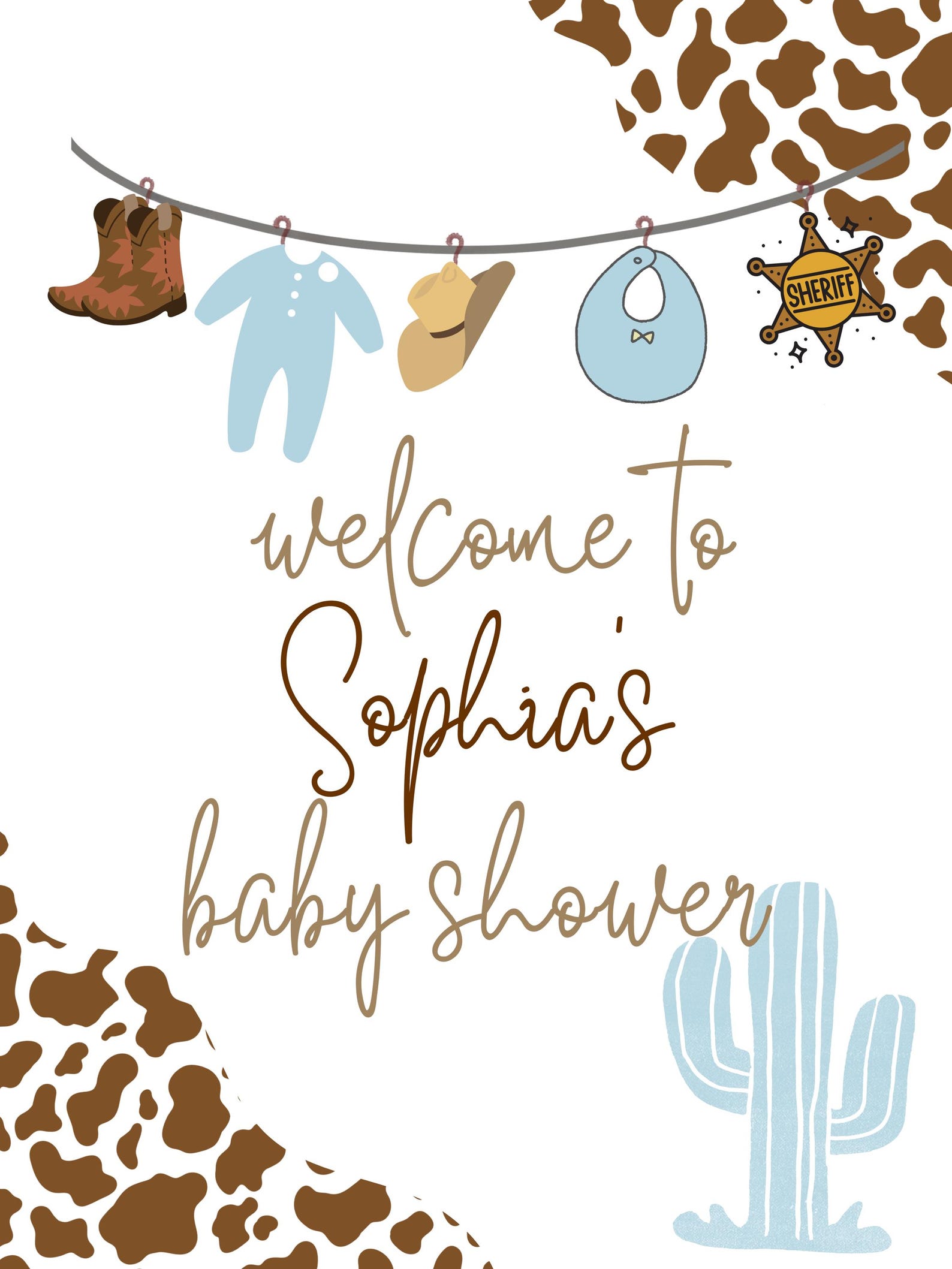 Western Baby Shower Welcome Poster Template, Boy, Cowboy Baby Shower ...