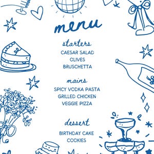 30th Birthday Menu, Whimsical Birthday Menu - Etsy