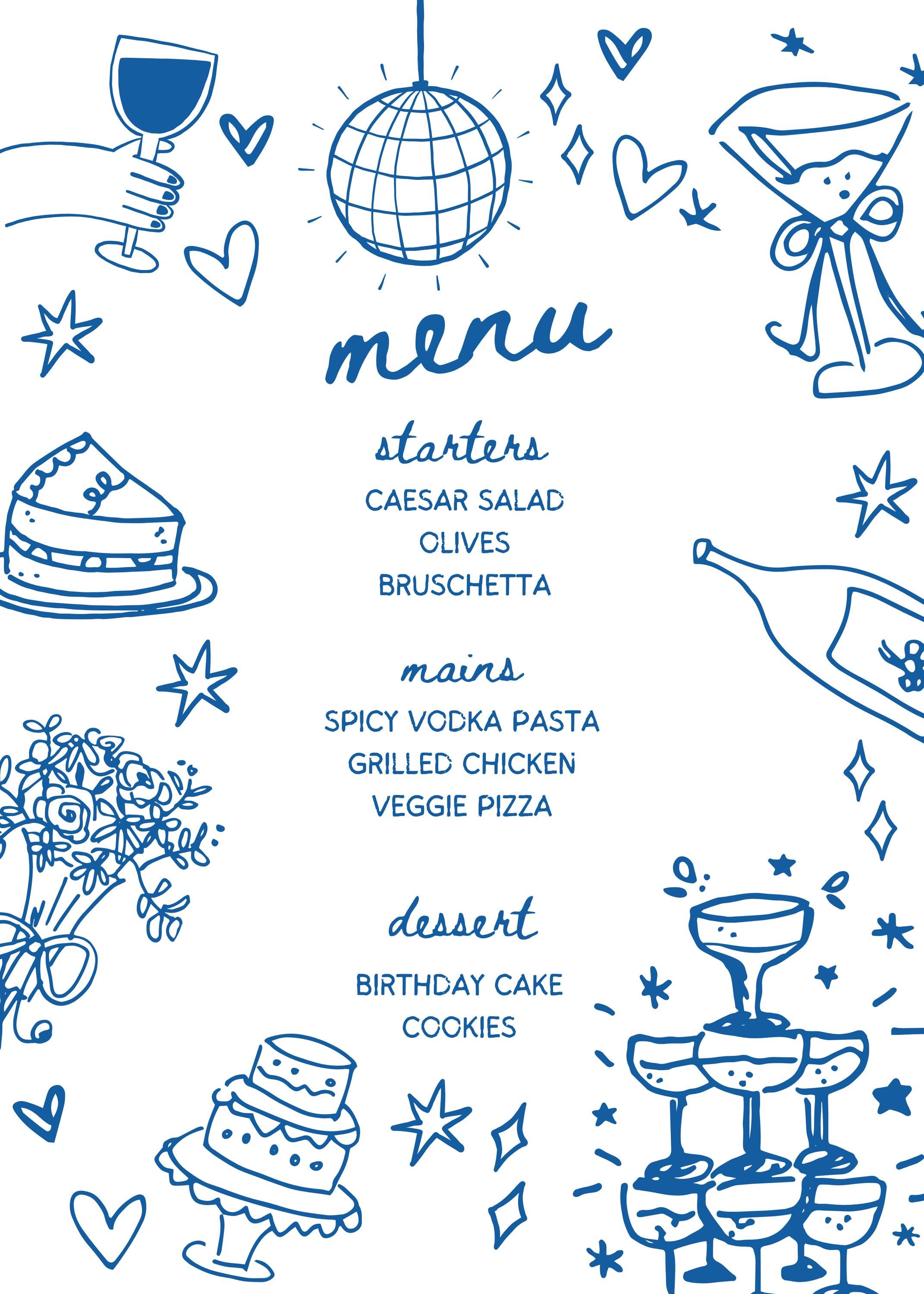 30th Birthday Menu, Whimsical Birthday Menu - Etsy