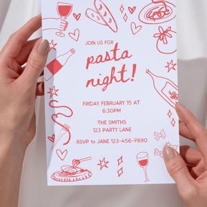 Pasta Night Invitation, Dinner Party Invitation - Etsy