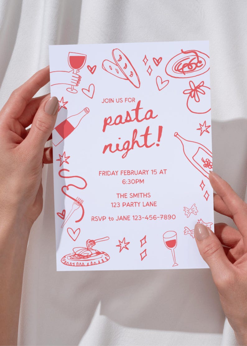 Pasta Night Invitation, Dinner Party Invitation - Etsy