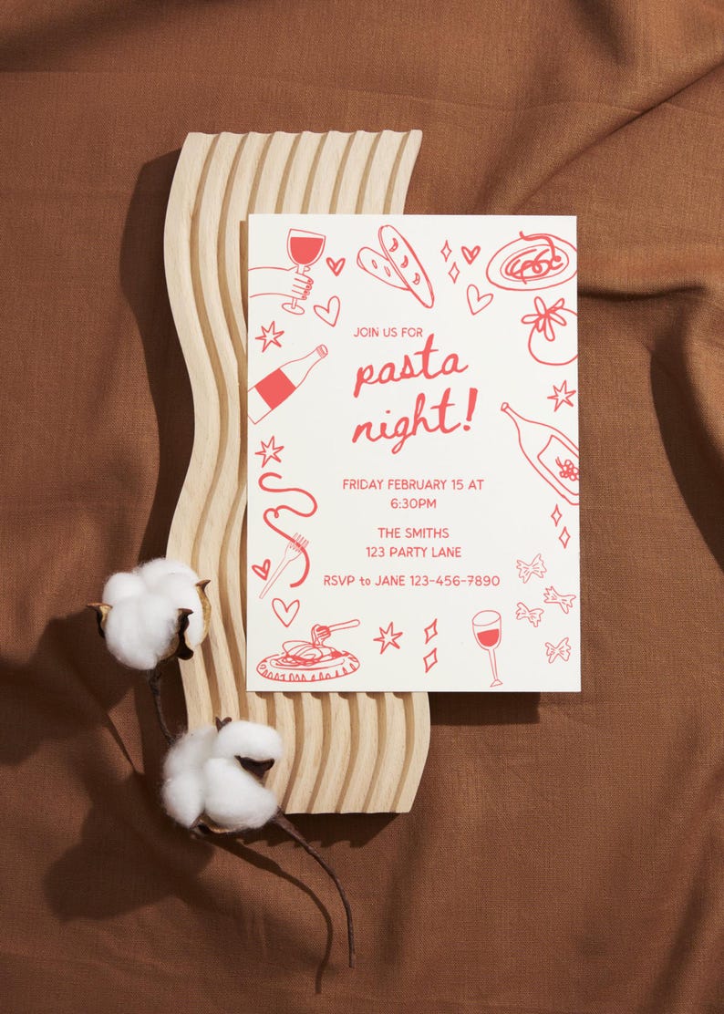 Pasta Night Invitation, Dinner Party Invitation - Etsy