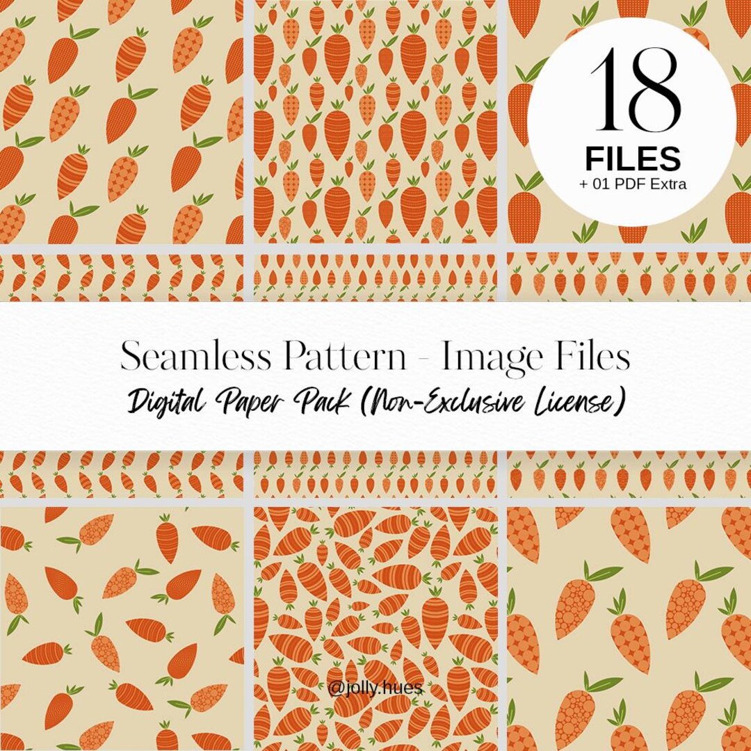 Easter Digital Paper, Carrot Patterns, Digital Paper for Printing ...