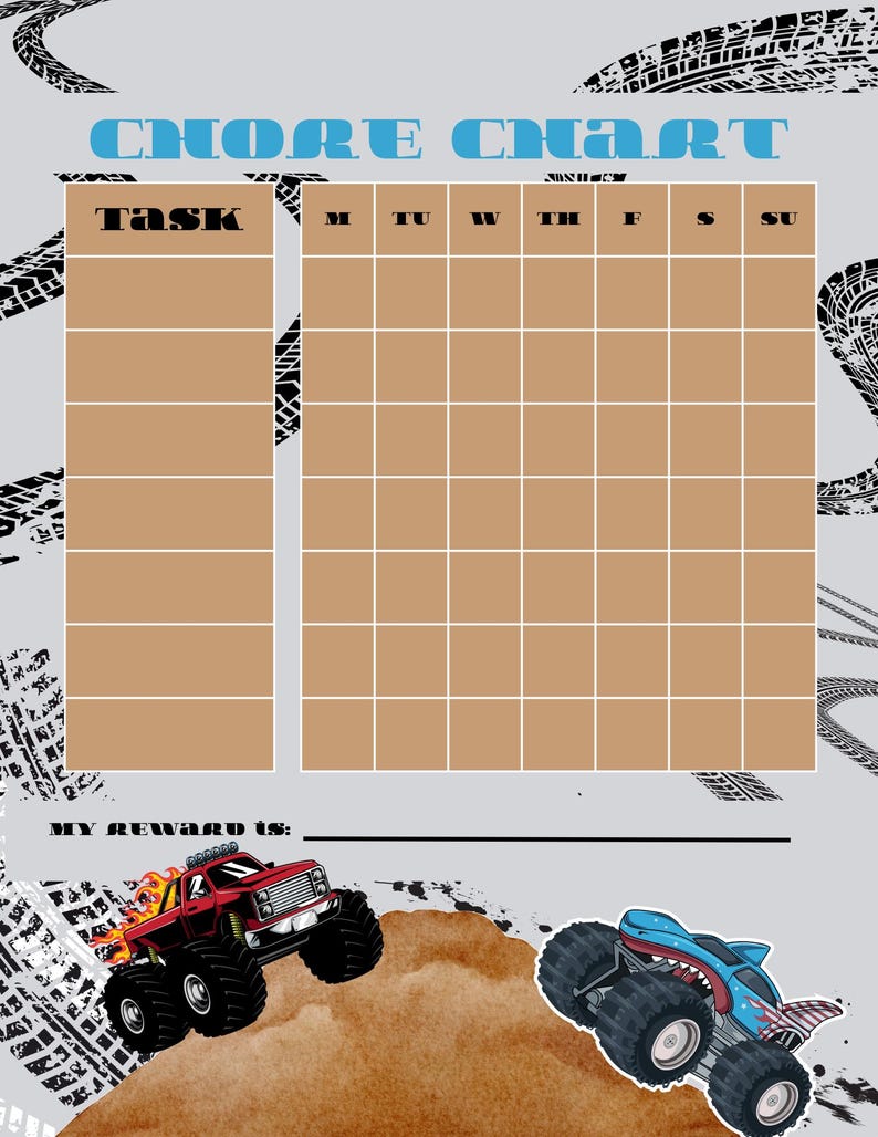 Monster Truck Chore Chart - Etsy