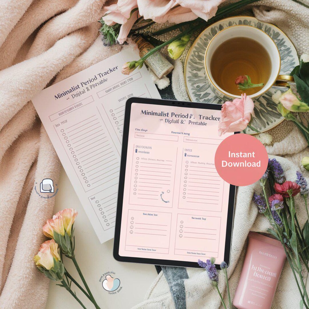 Minimalist Period Tracker | Monthly Cycle & Symptom Log | Digital ...