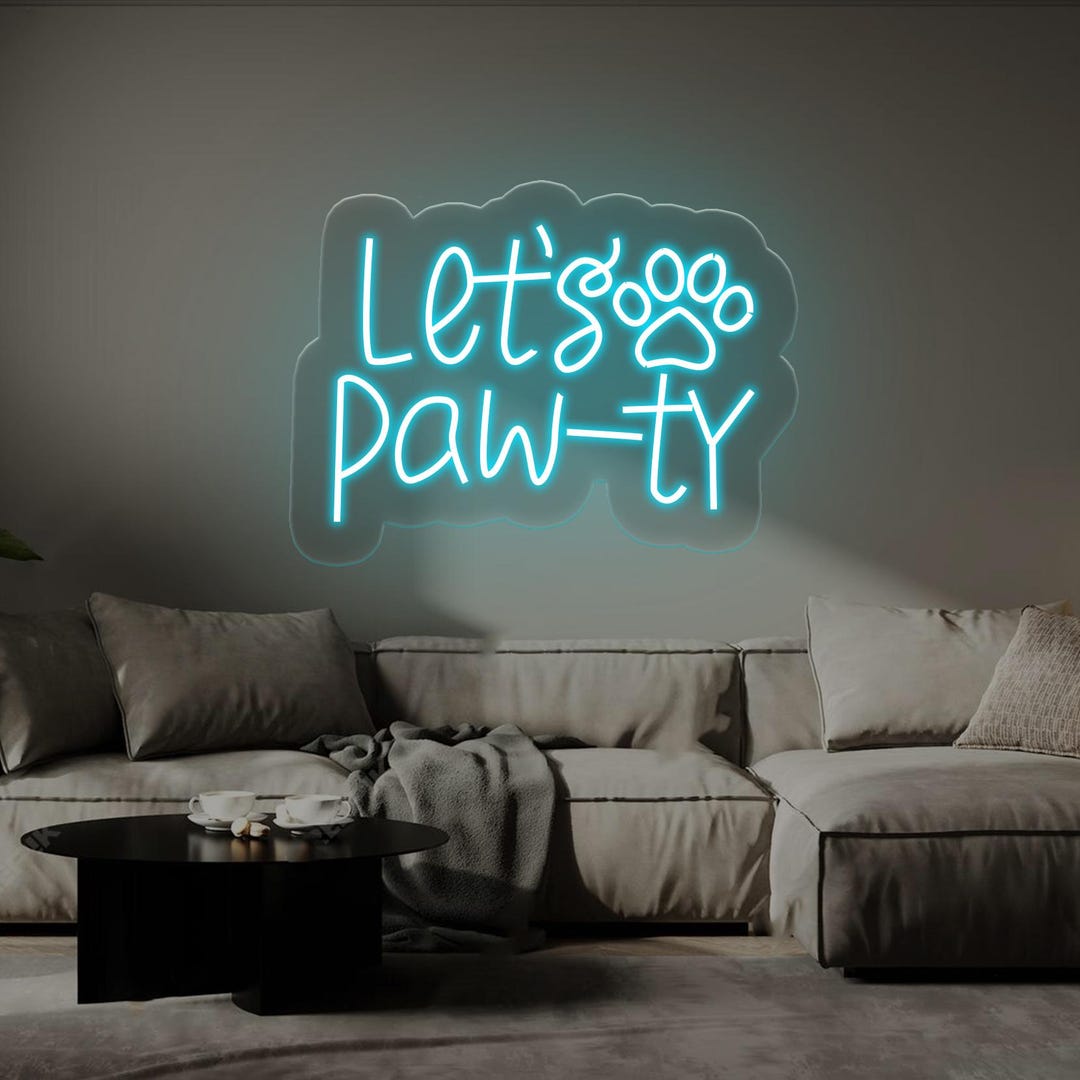 Custom Let's Pawty Neon Sign, Animals Paw Sign,puppy Party, Pawty ...