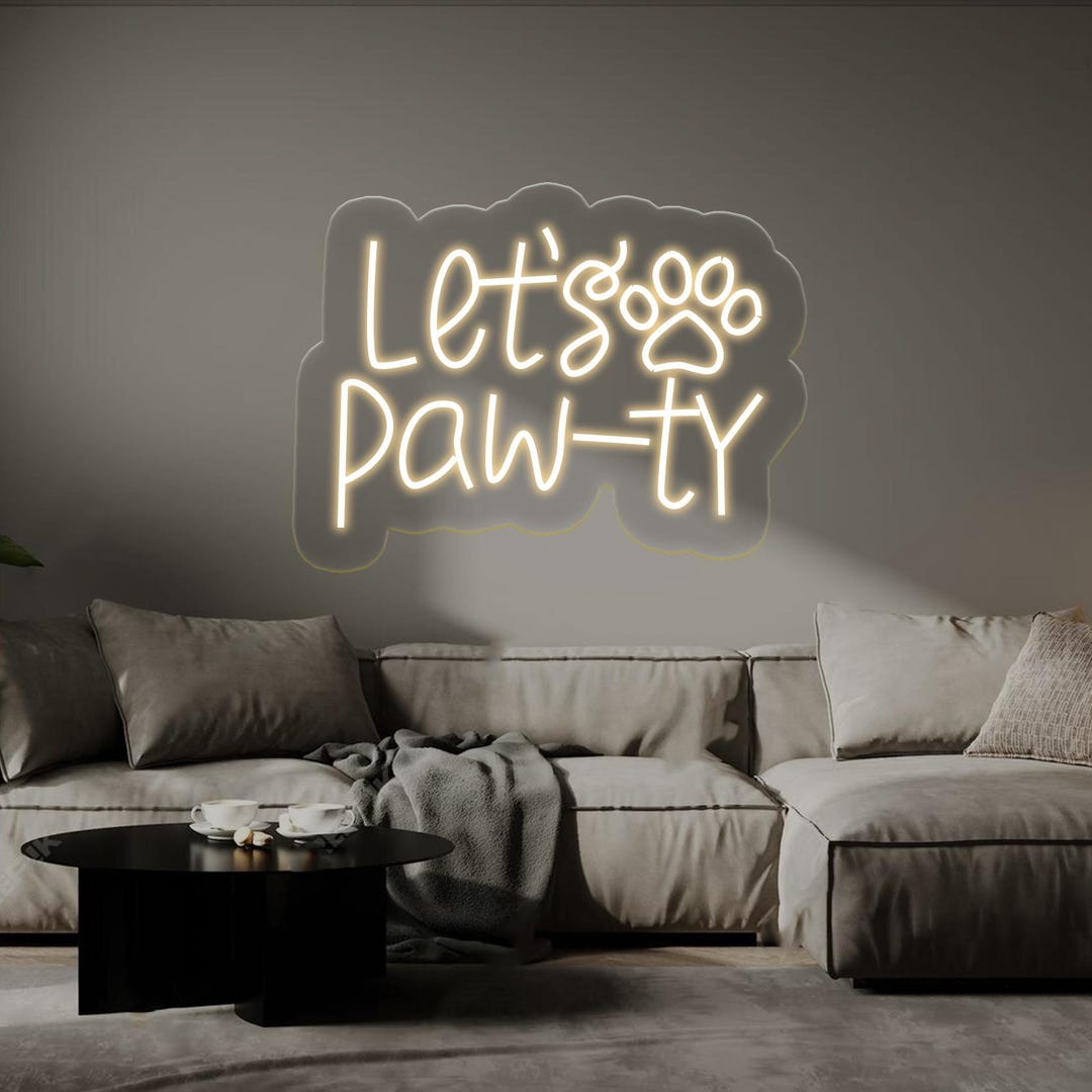 Let's Pawty Neon Sign, Animals Paw Sign,puppy Party, Pawty Decorations ...