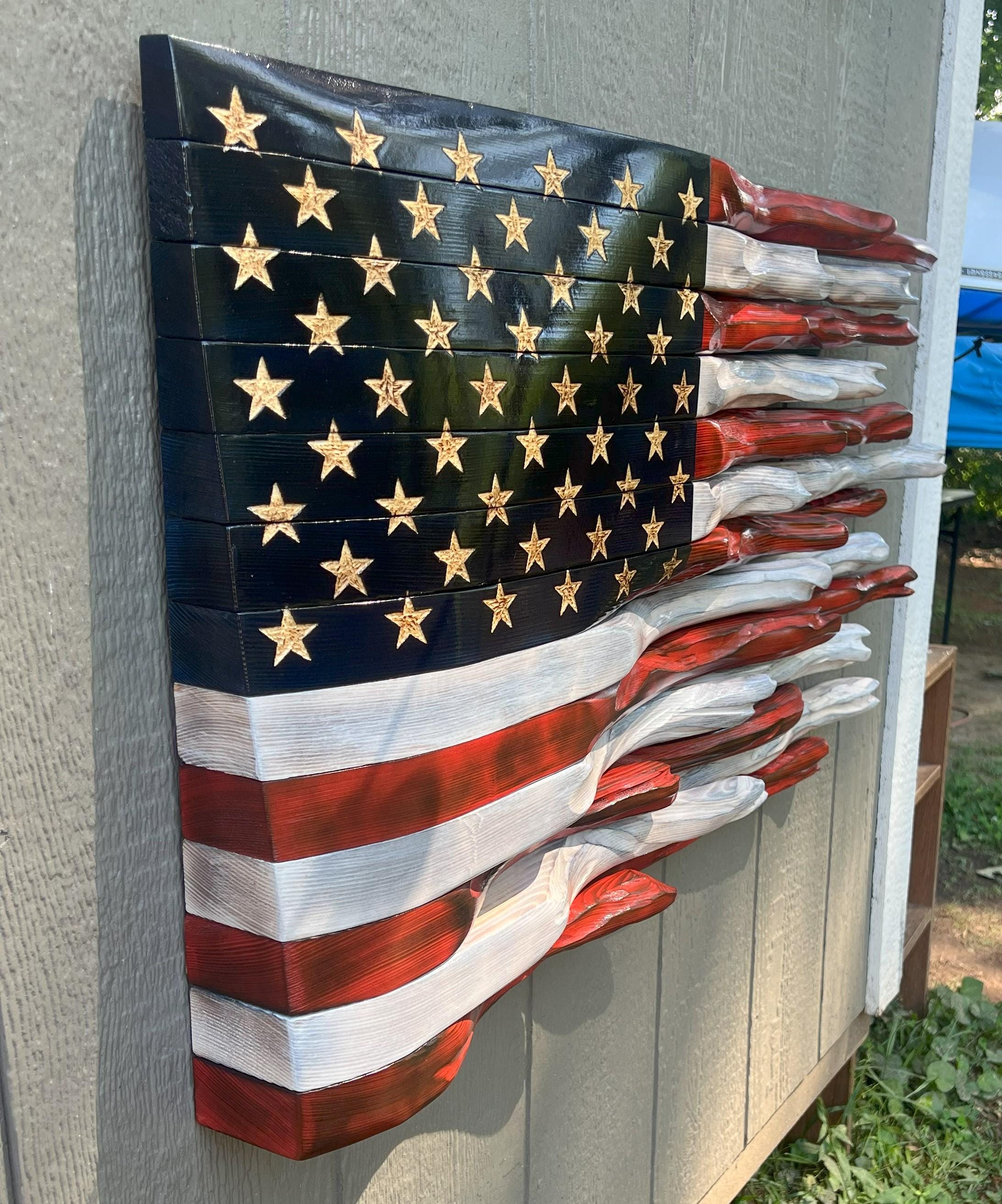 Custom Hand Carved USA Battle Flag - Etsy