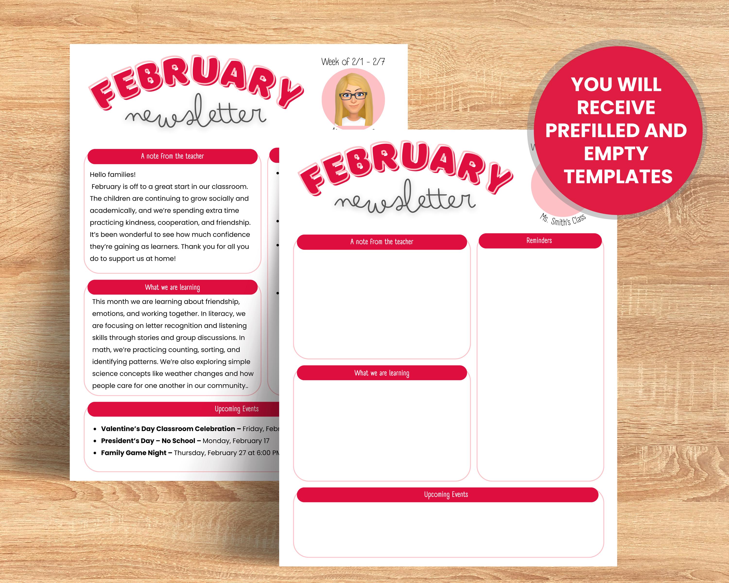 EDITABLE Weekly February Valentine’s Newsletter Template, Monthly ...