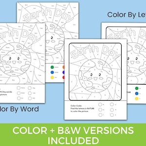 Earth Day Coloring Pages | Earth Day Activities, Craft, Color by Code ...