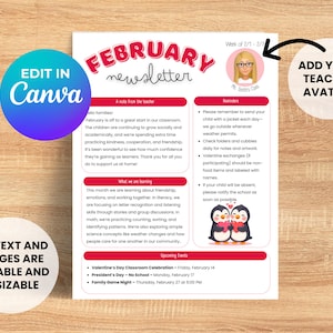 EDITABLE Weekly February Valentine’s Newsletter Template, Monthly ...