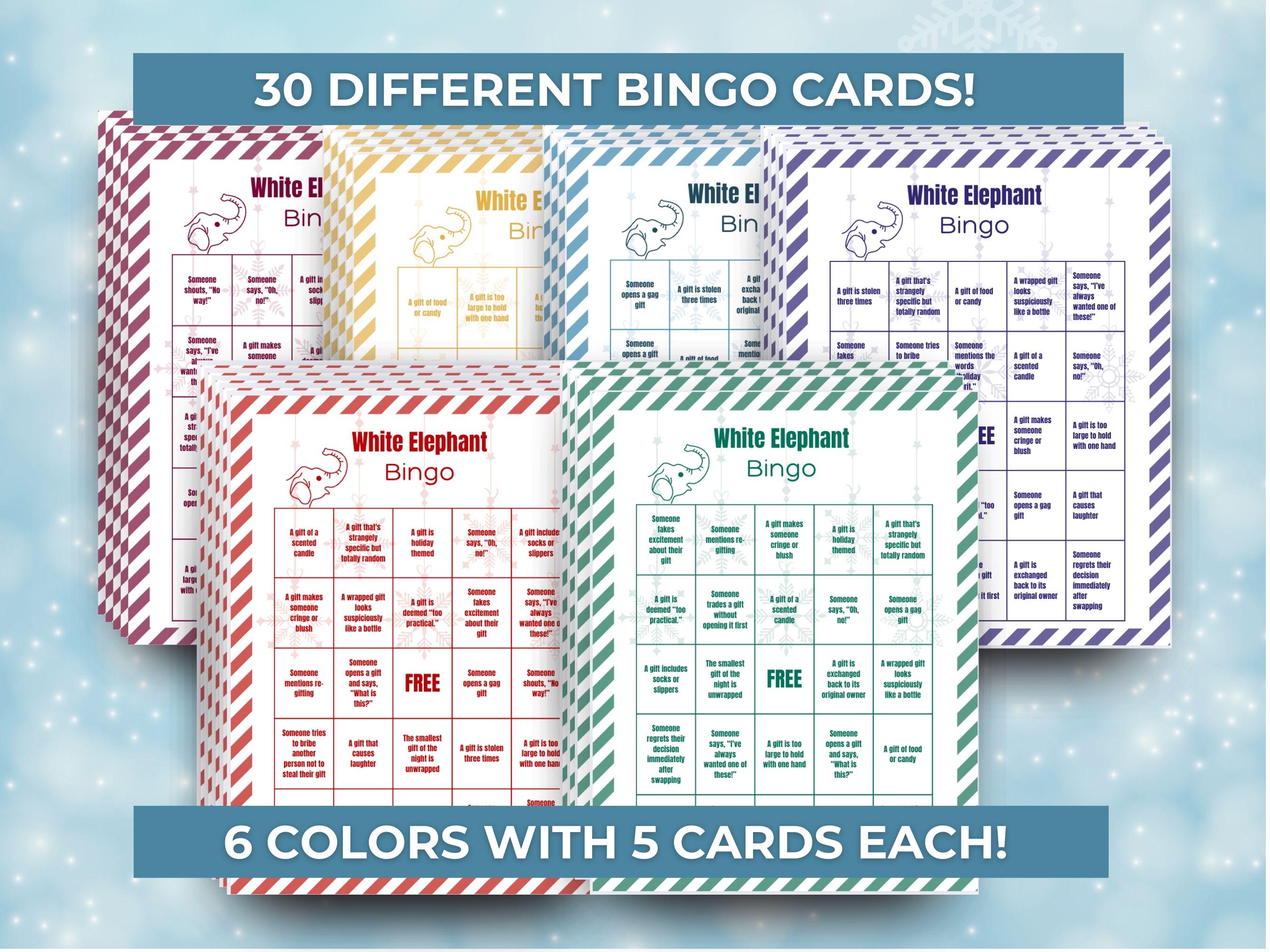 White Elephant Bingo | Gift Swap Party Game | Holiday Game | Christmas ...