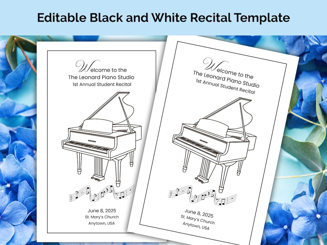 Editable Music Recital Program Template | Piano, Violin, Guitar | Canva ...