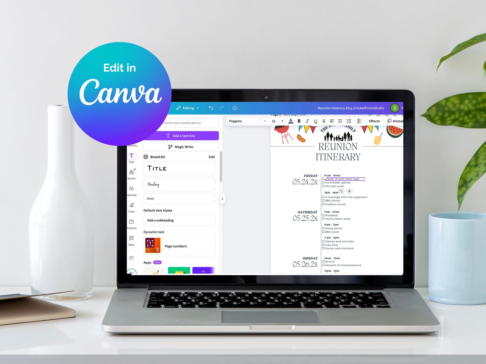 EDITABLE Family Reunion Program Template | Family Reunion Itinerary ...