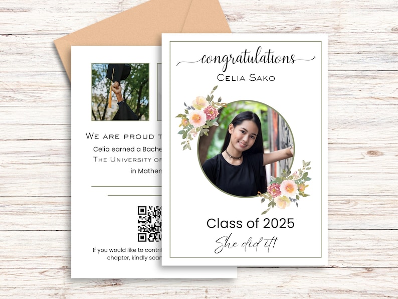 EDITABLE QR Code Graduation Announcement | Modern Minimalist Editable ...