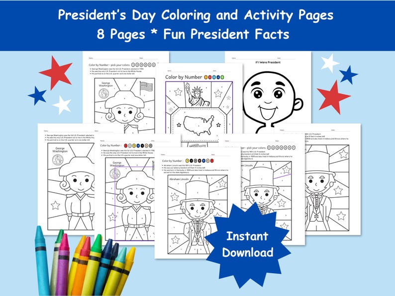 Presidents’ Day Coloring Pages | Color by Number Activity for Kids ...