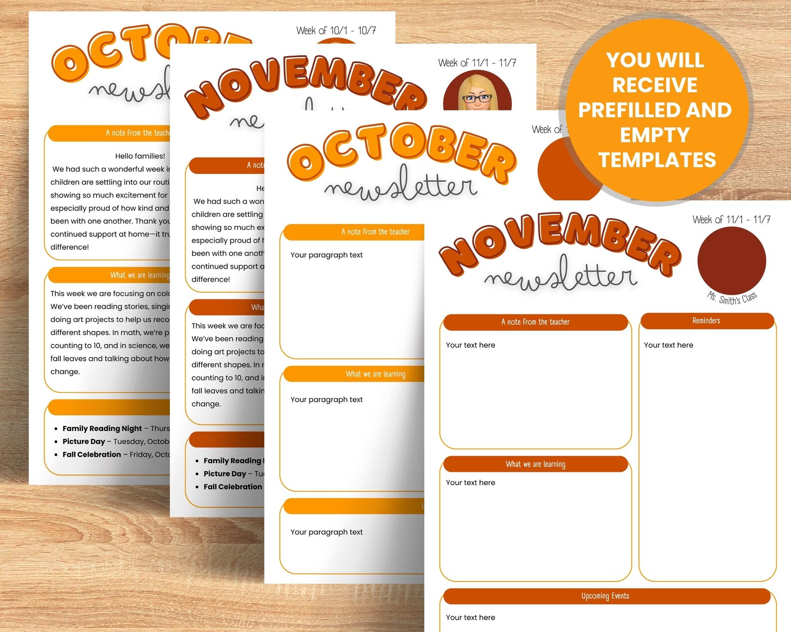 EDITABLE Weekly Fall Newsletter Template, October, November, Monthly ...