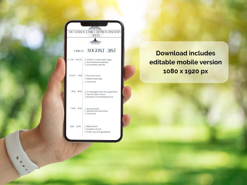 EDITABLE Family Reunion Tree Itinerary Template | Family Reunion ...