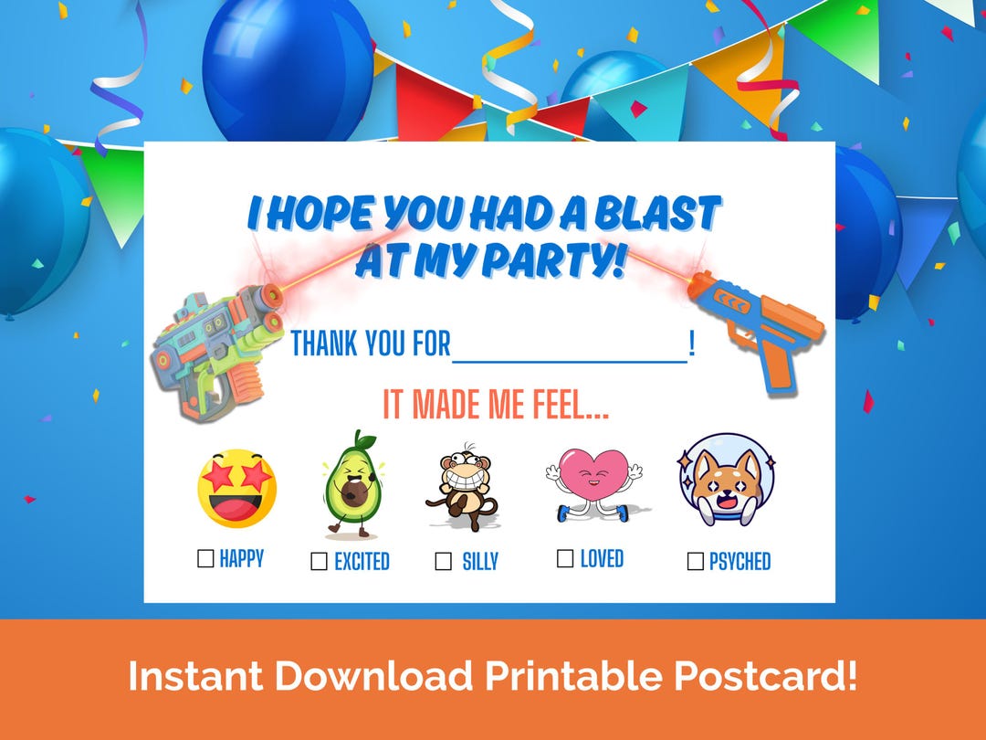 PRINTABLE Kid Thank You Cards | Fill in the Blank | Birthday Thank You ...
