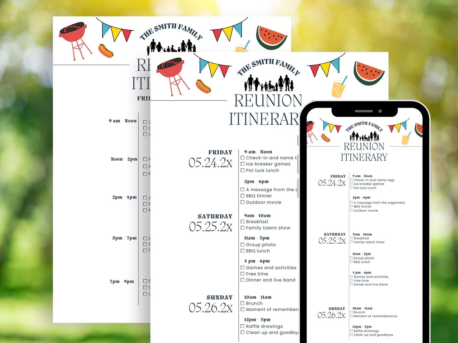 EDITABLE Family Reunion Program Template | Family Reunion Itinerary ...
