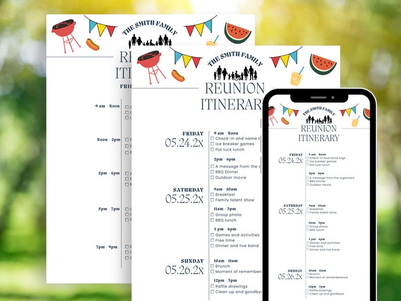 EDITABLE Family Reunion Program Template | Family Reunion Itinerary ...