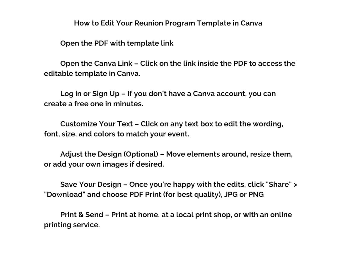 EDITABLE Family Reunion Itinerary Program Template – Printable Keepsake Booklet With Schedule ...