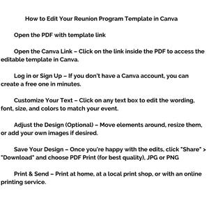 EDITABLE Family Reunion Itinerary Program Template – Printable Keepsake Booklet With Schedule ...