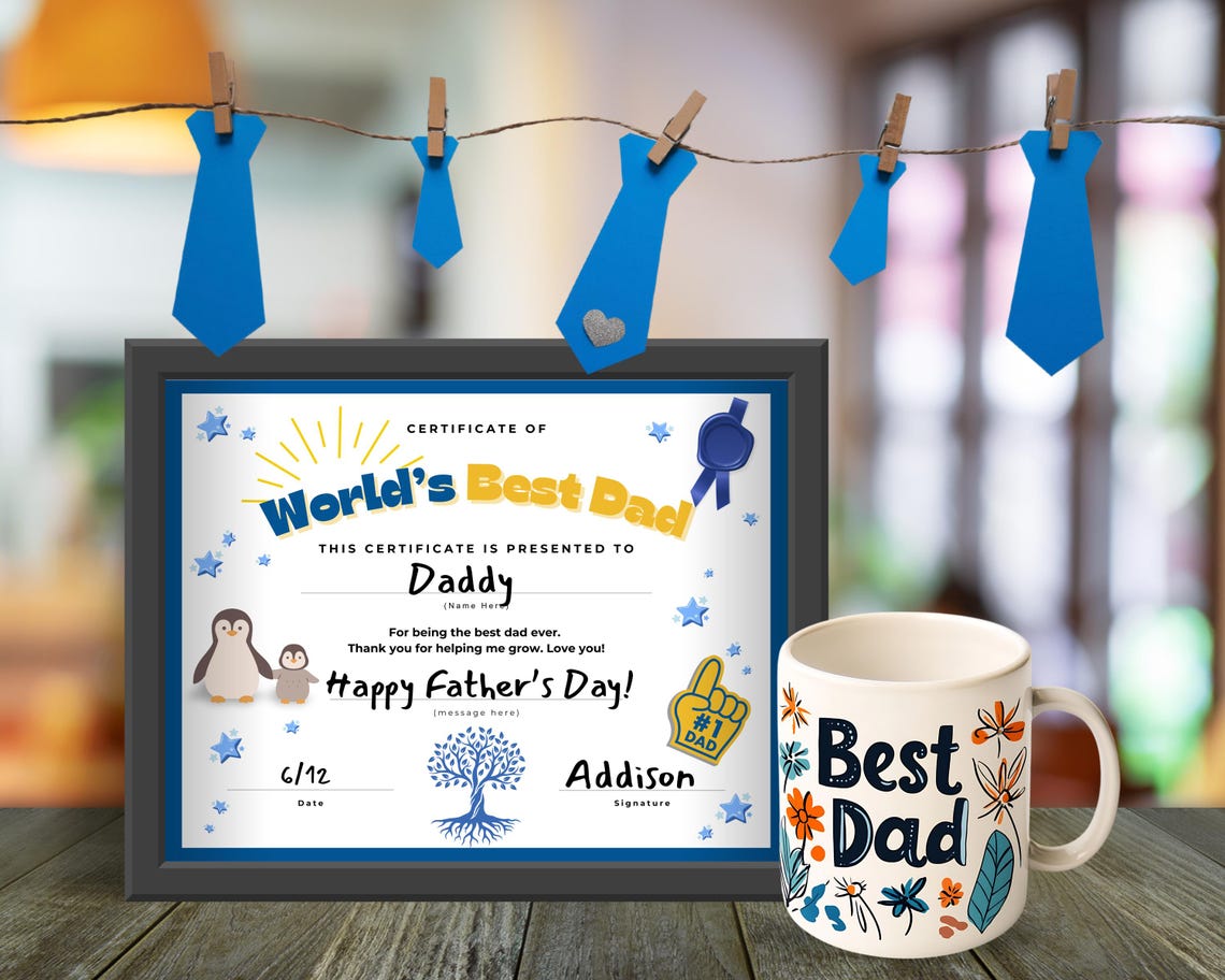 PRINTABLE World's Best Dad Certificate – Printable Father's Day Gift ...