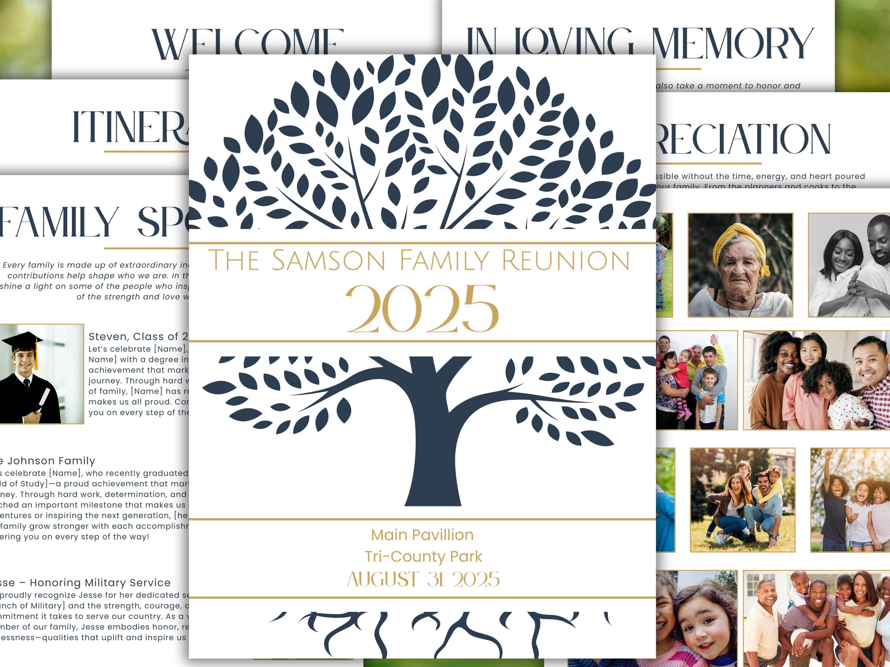 EDITABLE Family Reunion Itinerary Program Template – Printable Keepsake ...