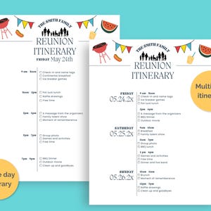EDITABLE Family Reunion Program Template | Family Reunion Itinerary ...