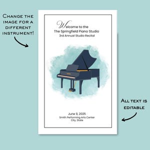 Editable Music Recital Program Template – Canva Editable | Piano Theme ...