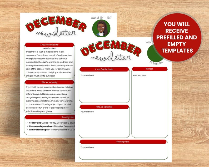 EDITABLE Weekly December Newsletter Template, Monthly Newsletter ...