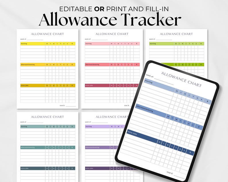 Allowance and Chore Chart for Tweens & Teens – Printable + Editable ...