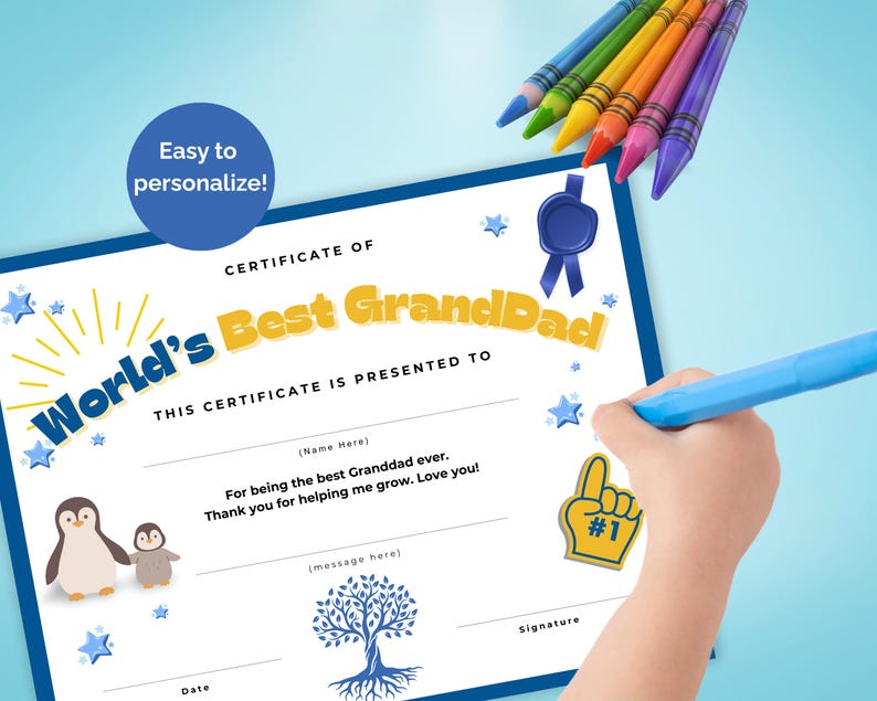 World’s Best Grandpa Certificate – Printable Father’s Day, Grandparent ...