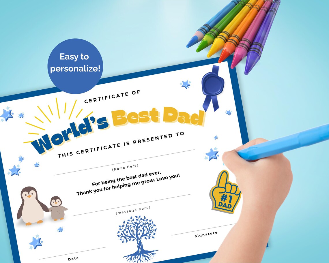 World's Best Dad Certificate – Printable Father's Day Gift for Dad ...