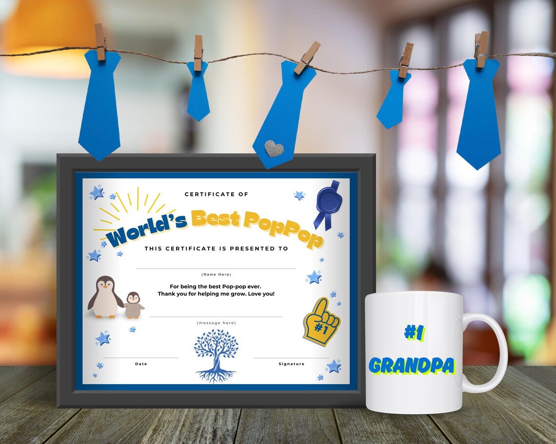 World’s Best Grandpa Certificate – Printable Father’s Day, Grandparent ...