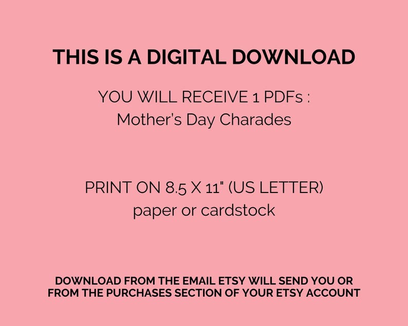 Mother’s Day Charades Printable | Charades, Drawing Game | Wildflower ...
