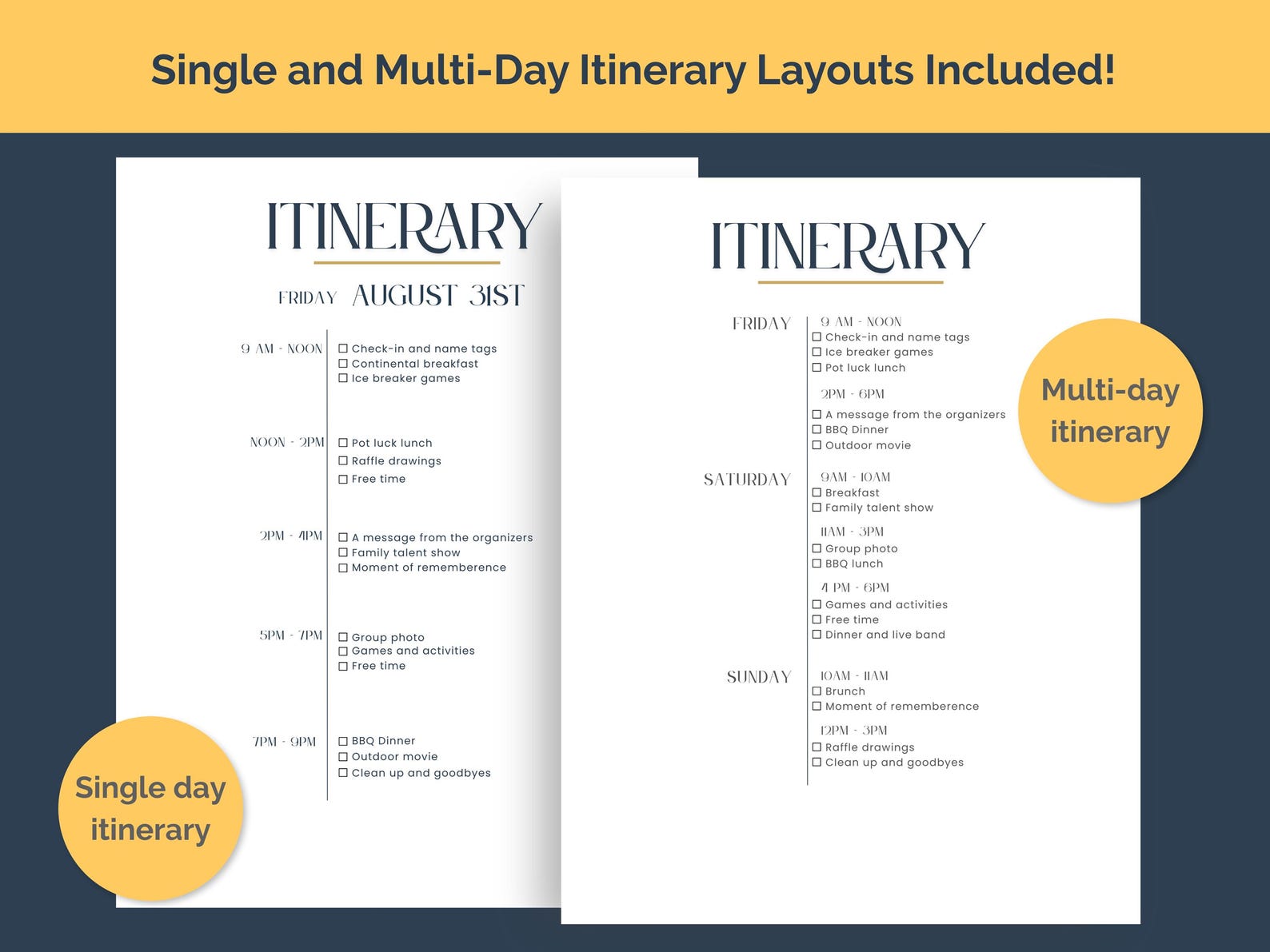 EDITABLE Family Reunion Itinerary Program Template – Printable Keepsake Booklet With Schedule ...