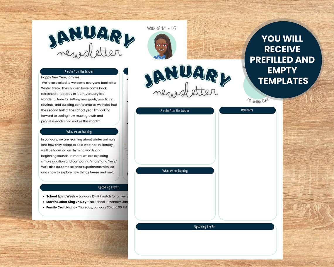 EDITABLE Weekly January New Year’s Newsletter Template, Monthly ...