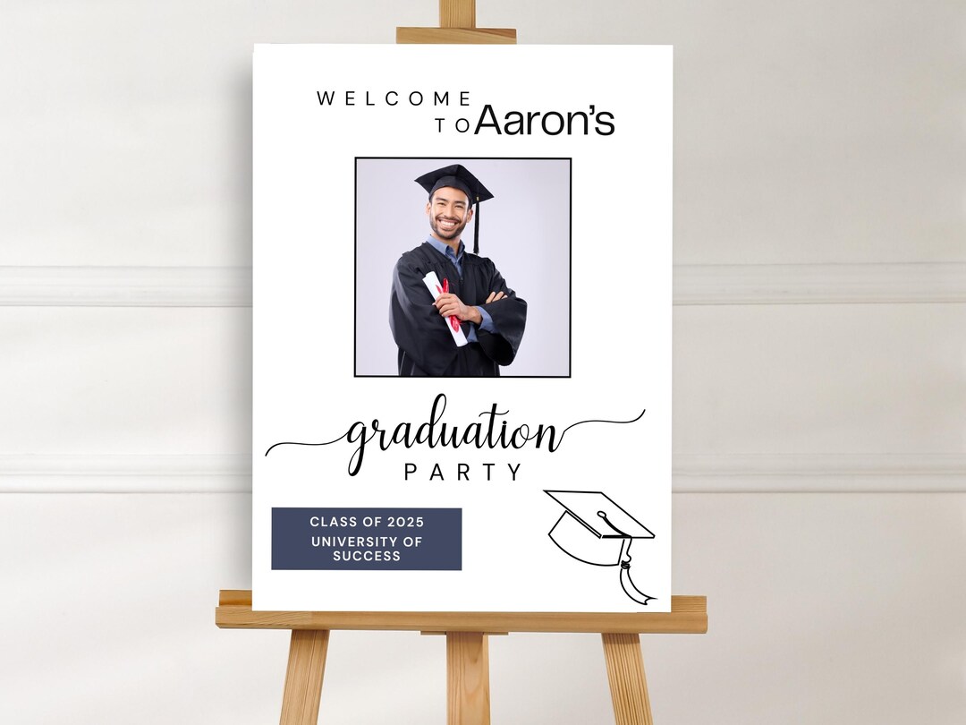 Editable Graduation Party Welcome Sign | Minimalist Modern Graduation ...