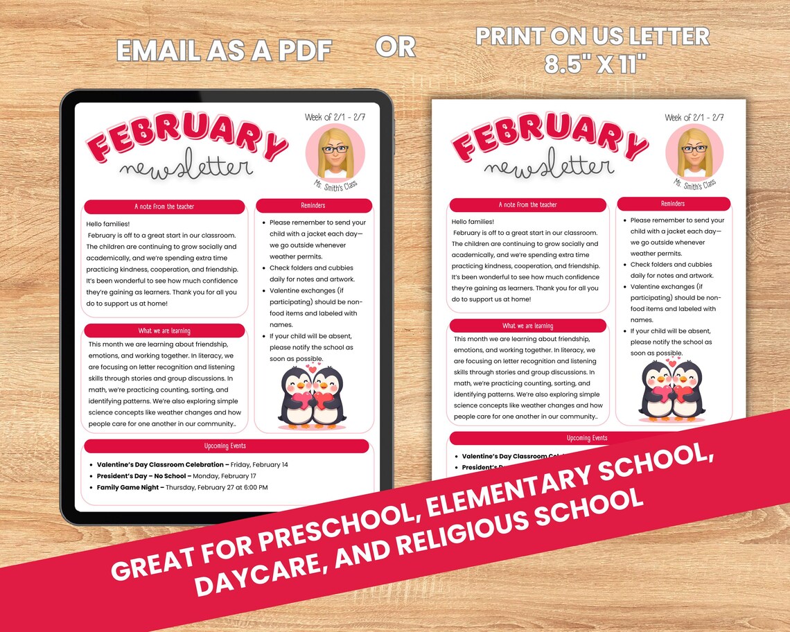 EDITABLE Weekly February Valentine’s Newsletter Template, Monthly ...