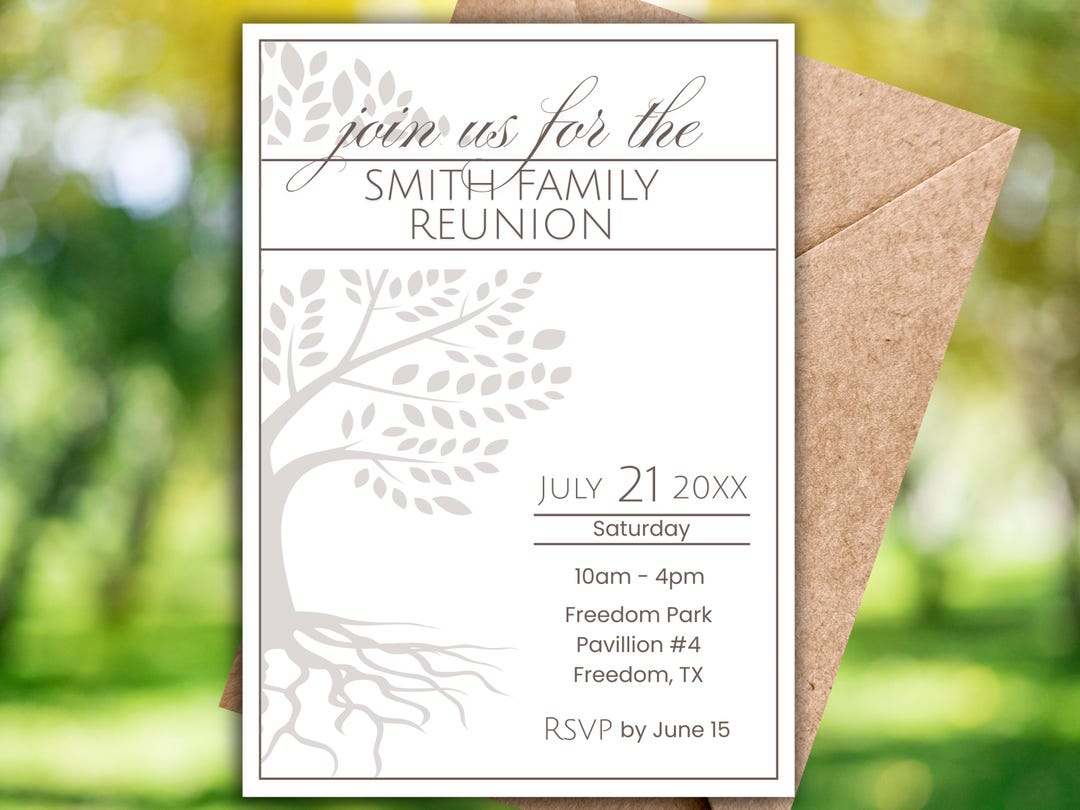 EDITABLE Family Reunion Tree Invitation Template With QR Code | Family ...