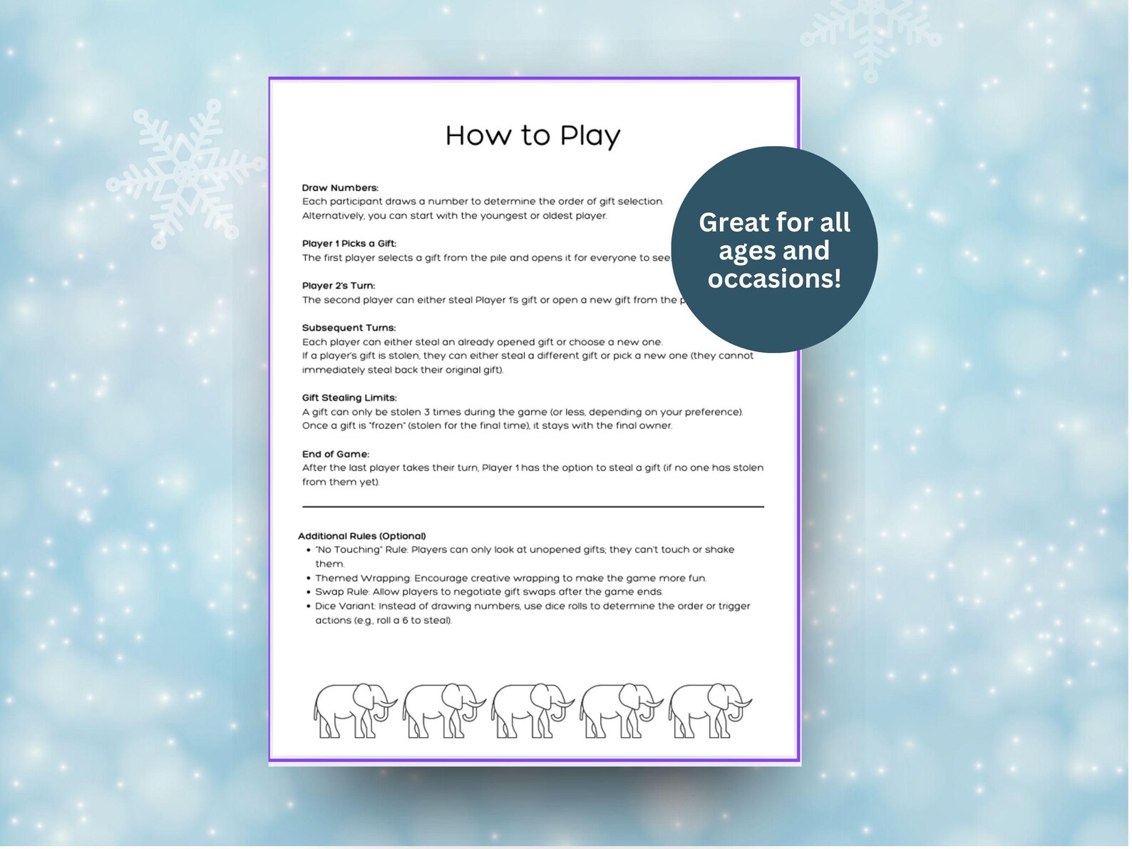 White Elephant Bingo | Gift Swap Party Game | Holiday Game | Christmas ...