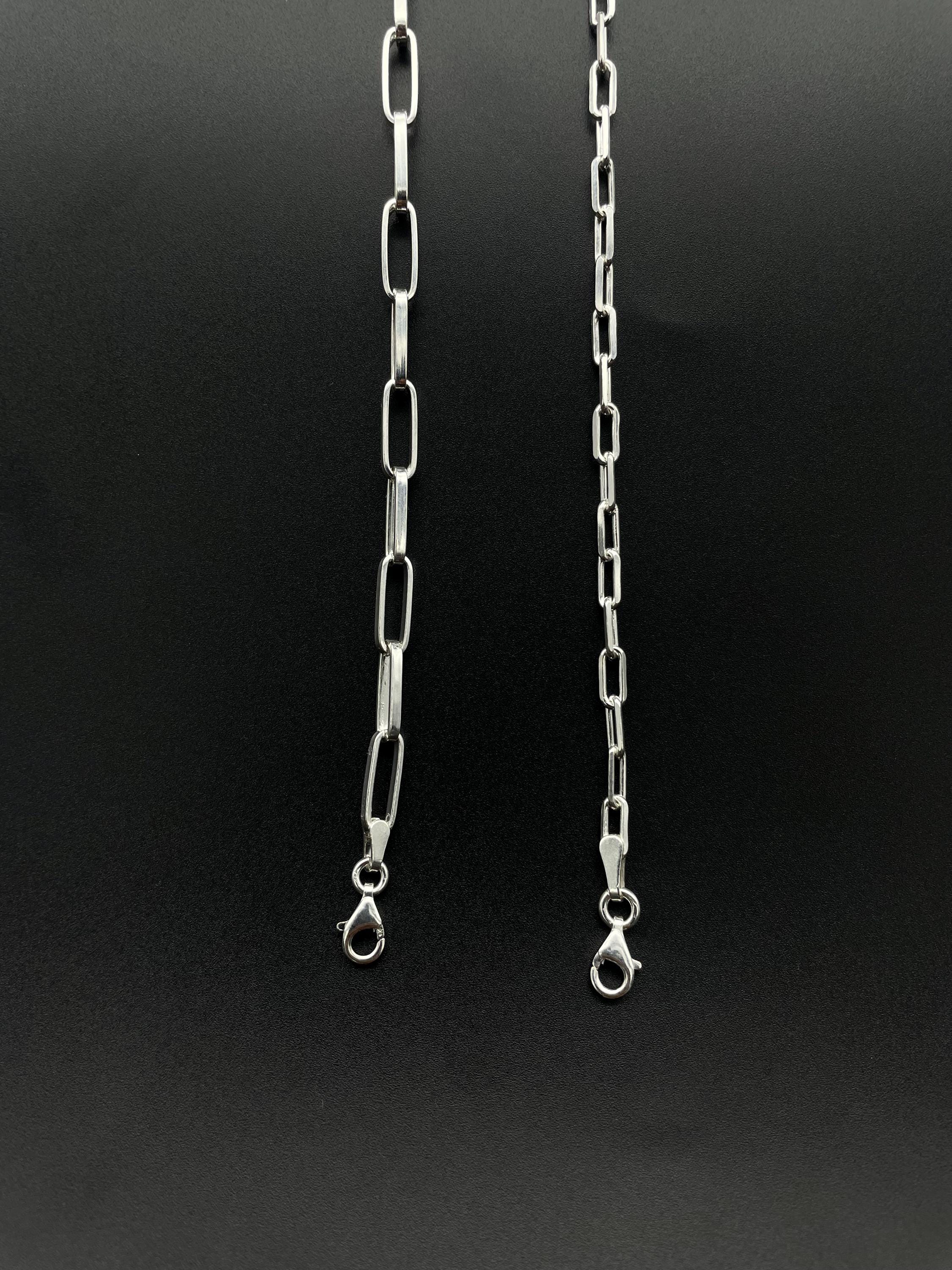 925 Sterling Silver Paperclip Chain Necklace, Elongated Oval Chain ...