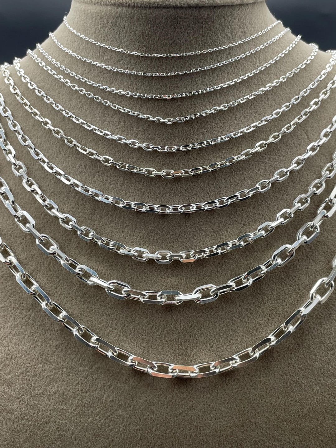 925 Sterling Silver Anchor Chain Necklace, Cable Link Chain for Men ...