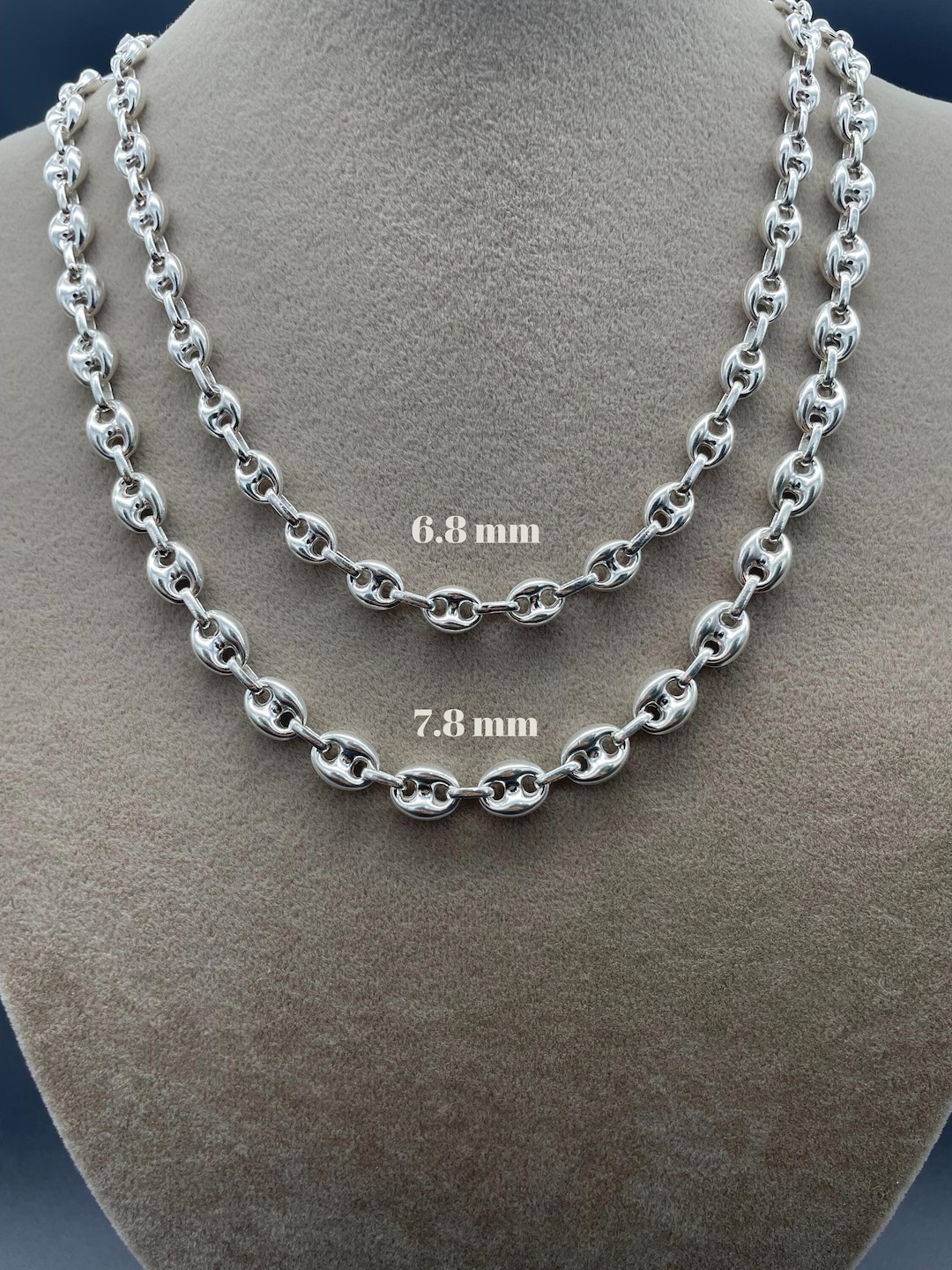 925 Sterling Silver Puffed Mariner Chain, Italian Silver Anchor Sailor ...
