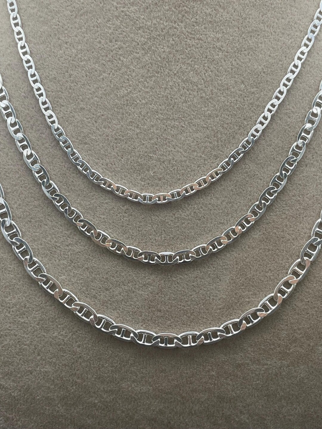 925 Sterling Silver Anchor Chain, Mariner Flat Anchor Chain Necklace ...