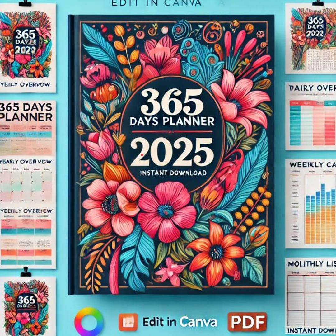 365 Days Planner 2025 Editable PDF Daily, Weekly, Monthly Planner ...