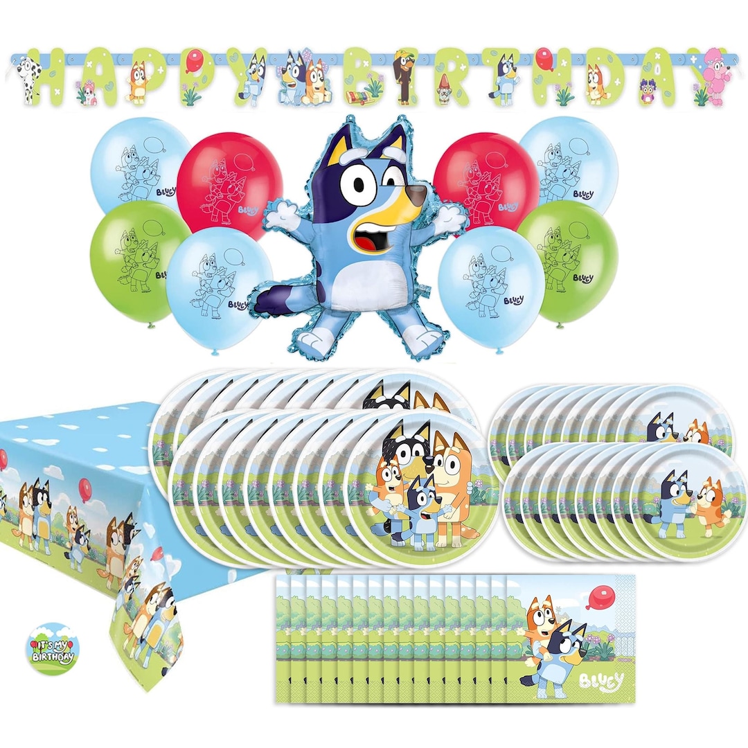 Bluey Birthday Party Supplies Set, Bluey Themed Birthday Party ...